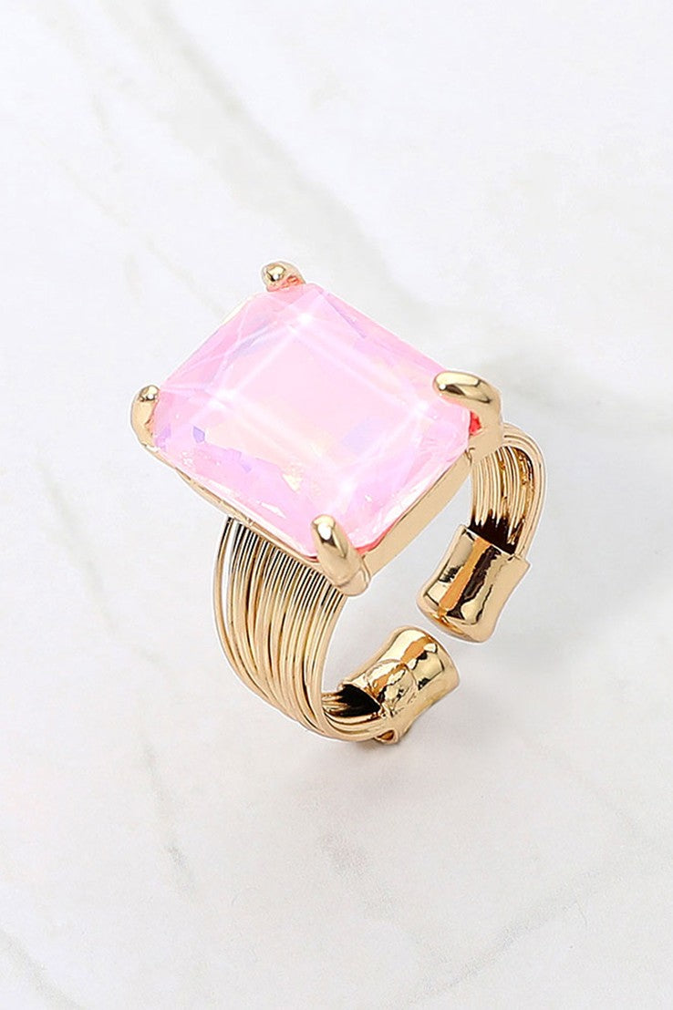 EMERALD CUT ADJUSTABLE RING – Be Scene Boutique