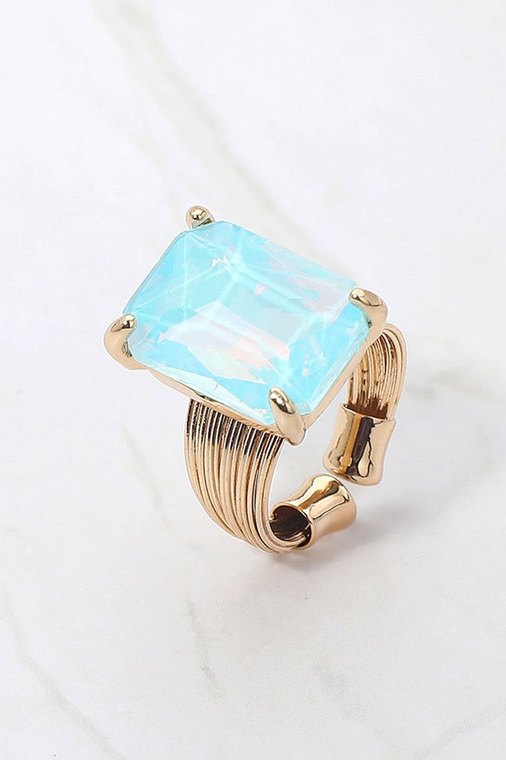 EMERALD CUT ADJUSTABLE RING – Be Scene Boutique